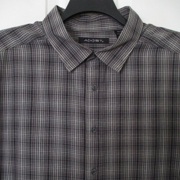 Axist | Shirts | Axist Mens Ls Tan Gray Cotton Poly Plaid Casual Shirt ...